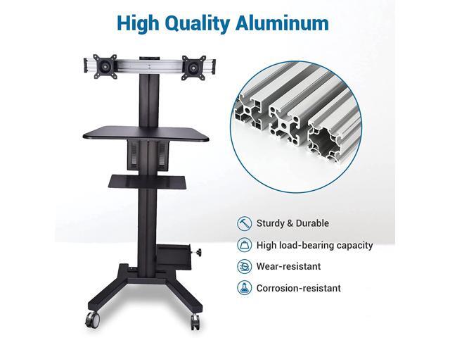 Rolling PC Cart Mobile Computer Standing Workstation Moving Desktop ...