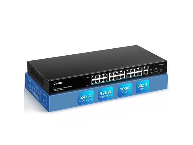 24 Port Gigabit PoE Switch Unmanaged with 2 Uplink Gigabit Ports 2 SFP ...