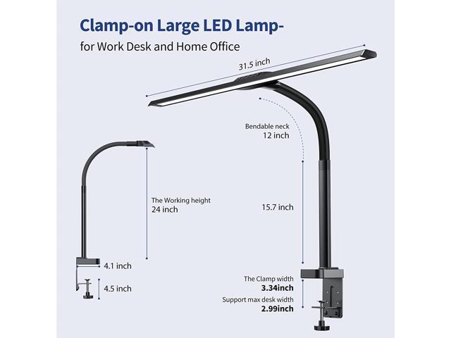 LED Desk Lamp, 24W Architect Desk Lamp with Clamp 31.5" Wide Office ...