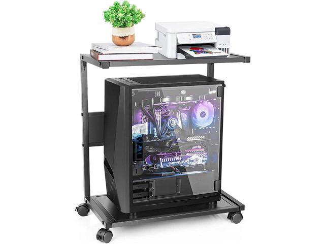 Computer Tower Stand, Iron PC Stand 2-Tier CPU Stand with Locking ...