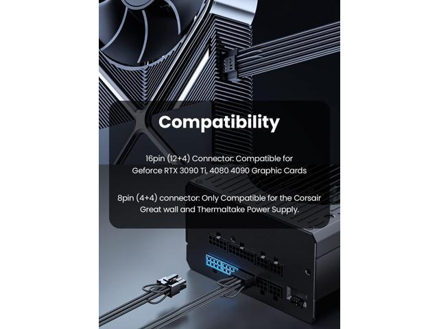 PCIe 5.0 GPU Power Cable 70cm | 16pin (12+4) 12VHPWR Connector for RTX ...