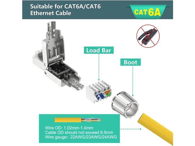 RJ45 Cat6A Connectors Tool-Free Reusable Shielded Ethernet Termination ...