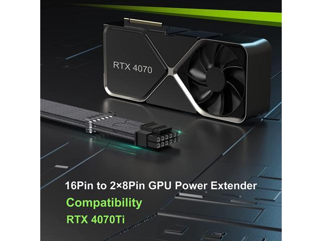 RTX 4070Ti PCIe 5.0 Power Cable Extender, 12VHPWR 16Pin(12+4) Male to ...