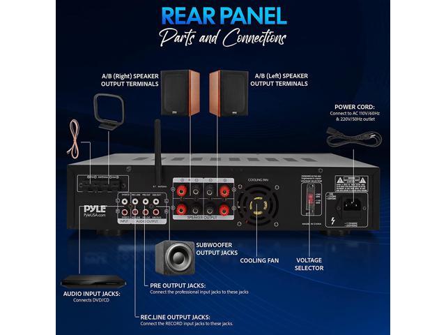 Pyle Wireless Bluetooth Home Stereo Amplifier - Hybrid Multi-Channel ...