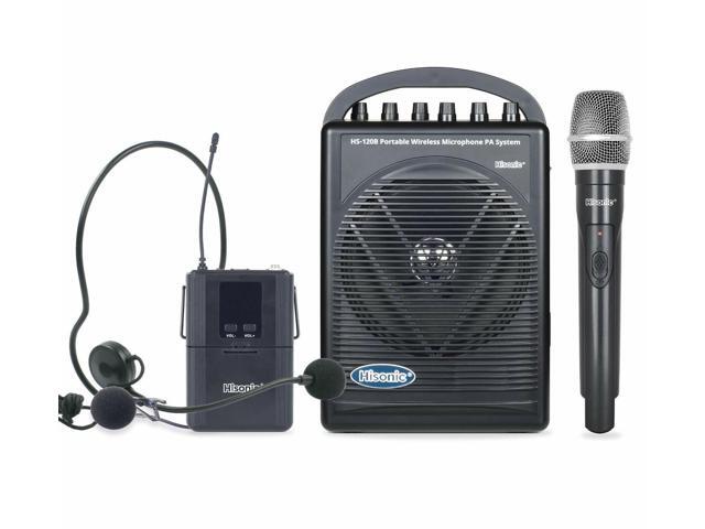 Hisonic HS120B Portable Speaker System with Wireless Microphones Black ...