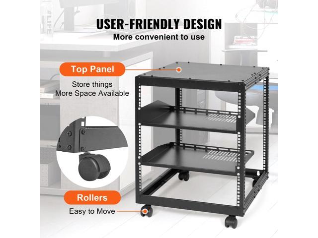 12U Open Frame Server Rack, 15''-40'' Adjustable Depth, Free Standing ...