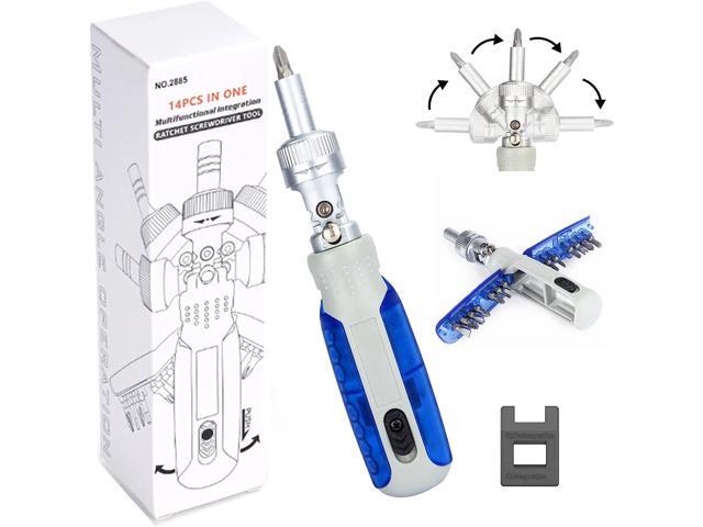 Ratchet Screwdriver Set 14 in 1 Ratchet and Adjustable Rotary Angle ...