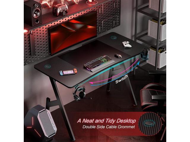 55 Inch Gaming Desk with Carbon Fibre Surface Large Computer Desk ...