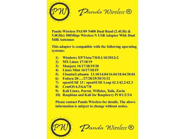 Panda Wireless PAU09 N600 Dual Band (2.4GHz and 5GHz) Wireless N USB ...