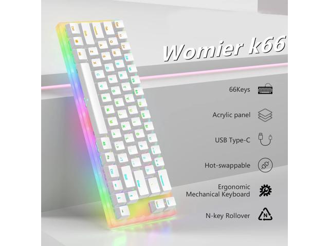 Womier K66 60% Mechanical Keyboard, Hot Swappable Wired RGB Backlit ...