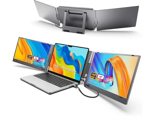 Triple Laptop Screen Extender, 14" 1080P FHD IPS Dual Portable Monitor ...