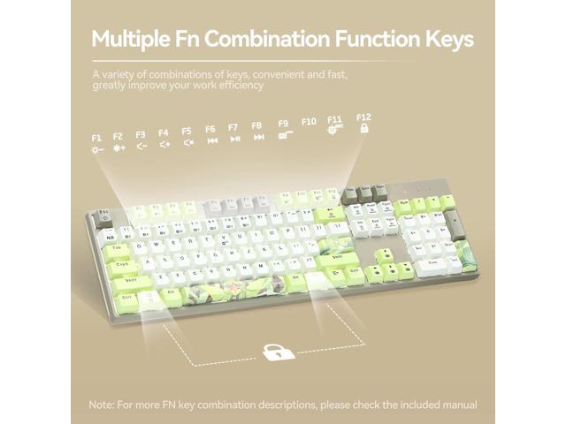 Elf Themed Mechanical Gaming Keyboard, 104 Keys Full Size Wired ...