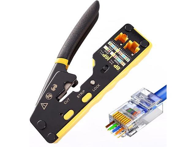 Network Tool kit, RJ45 Crimp Tool kit Pass Through Crimper Cat6 Cat5 ...