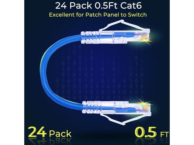 Patch Cables Cat6/ Cat6a 0.5ft (24 Pack) Slim, Cat6a Ethernet Patch ...