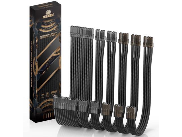 Power Supply Sleeved Cable, 16 AWG PSU Extension Cable Kit of White ...