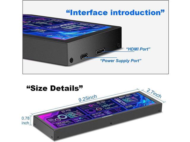 8.8" Portable Touch Screen Monitor Small HDMI Computer Temp Monitor PC ...