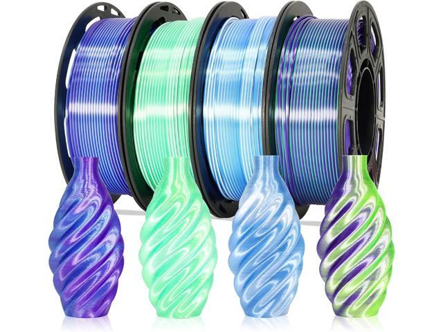 Dual Color Silk PLA 1.75mm 3D Printer Filament Bundle, 4 Spools Pack 2 ...