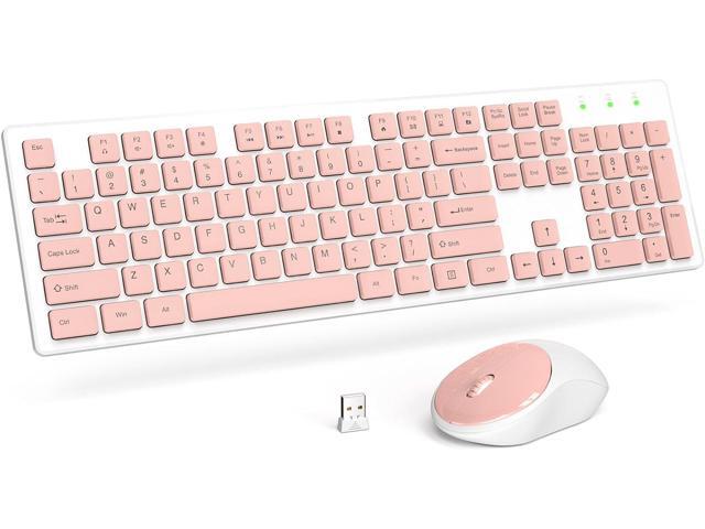 Wireless Keyboard and Mouse, Trueque Silent 2.4GHz Cordless Full Size ...