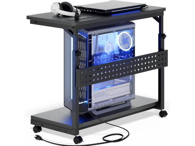 Computer Tower Stand with Power Strips, Height Adjustable PC Tower ...