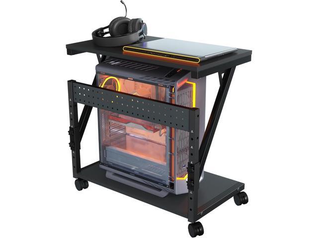 Computer Tower Cart - Height Adjustable PC Stand, 2-Tier ATX-Case CPU ...