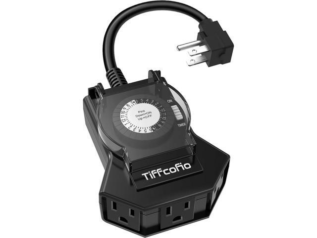 Outdoor Timer Outlet Waterproof, 24 Hour Mechanical Light Timer Outdoor ...