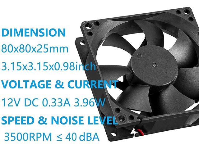 80mm Moisture-Proof Fan 2-Pack 12V DC 8025 High Airflow Cooling Fan 2 ...