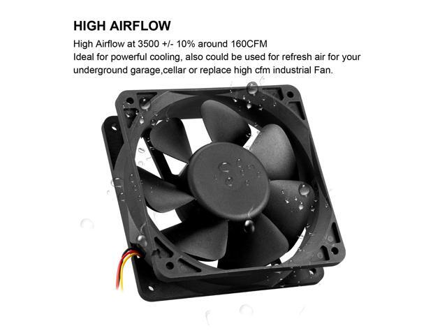 120mm 12V Seal IP65 Waterproof Fan High Speed 12V DC 120mm 3 Pin ...
