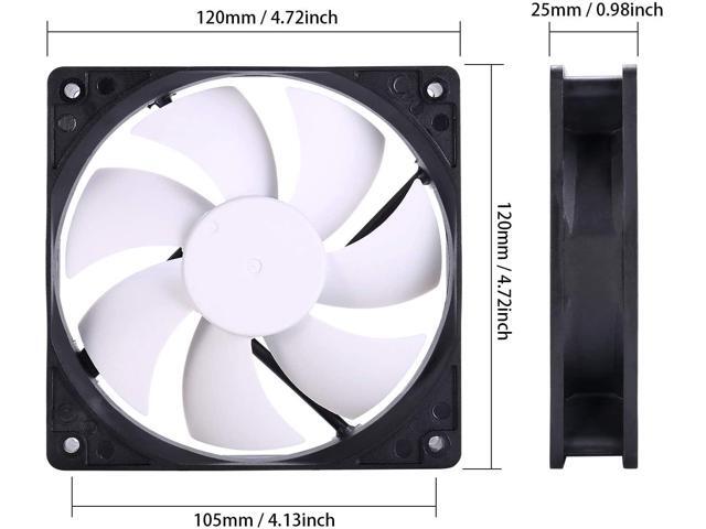 120mm PC Computer Fans CPU Case Fan 12V 3Pin White Quiet CPU Case ...