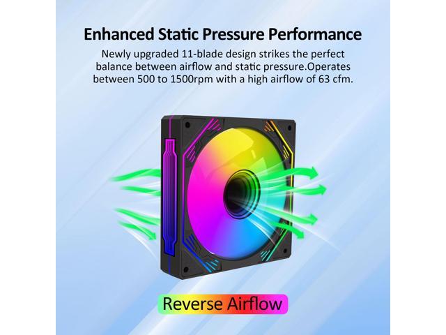 PANO-MOUNTS 120mm ARGB Reverse Fan Infinity Mirror Fans Airflow 5V 3Pin ...