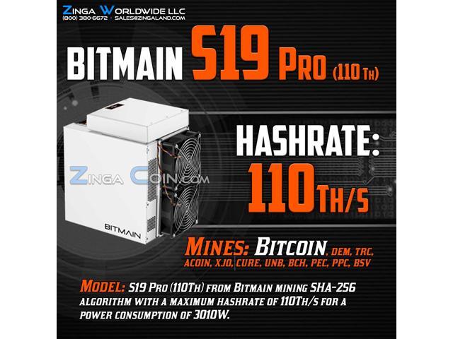 Bitmain Antminer S19 Pro 110th/s Bitcoin Miner BTC ASIC Mining Rigs New ...