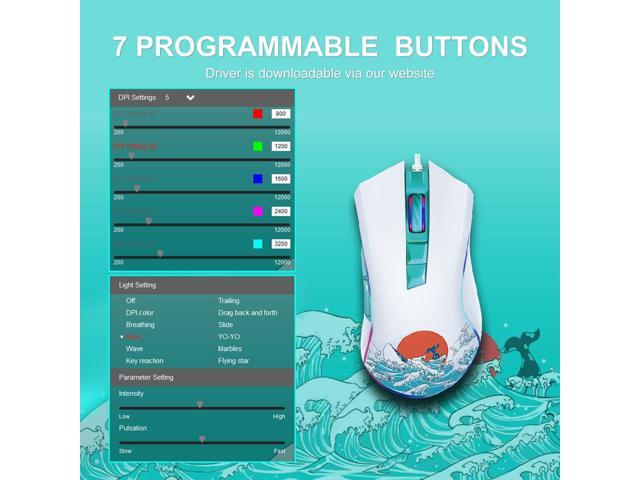 XVX G705 Wired Gaming Mouse, RGB Backlit PC Gaming Mouse with ...