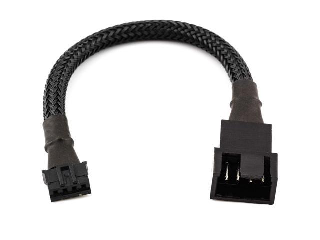 CRJ Micro 4-Pin PWM GPU Fan Adapter Cable All Black Sleeved for ...