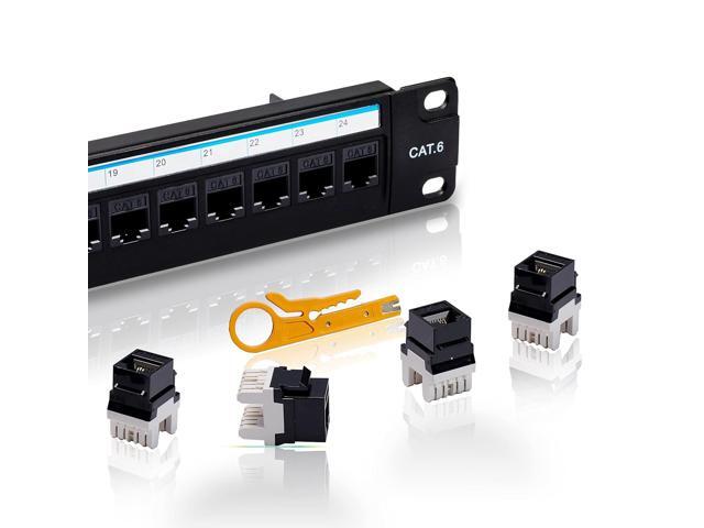 Cat6 Patch Panel 24 Port with Keystone, RJ45 Network Patch Panel 19 ...