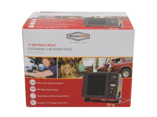 RoadPro RPSL-681 12V Direct Hook-Up Ceramic Heater/Fan with Swivel Base ...