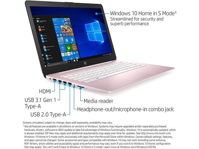 Refurbished: HP Stream Laptop 14" HD A4-9120E 4 32 GB eMMC Rose Pink 14 ...