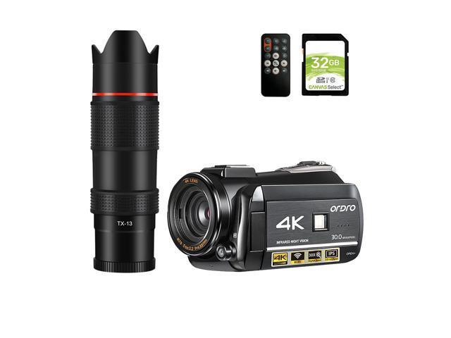 ORDRO AC3 4K Video Camera Camcorder with 12X Zoom Telescope, 1080P ...