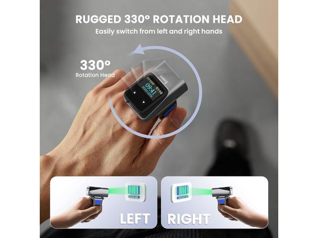Eyoyo Wearable Ring Barcode Scanner with Display, Mini 2D QR Bluetooth ...