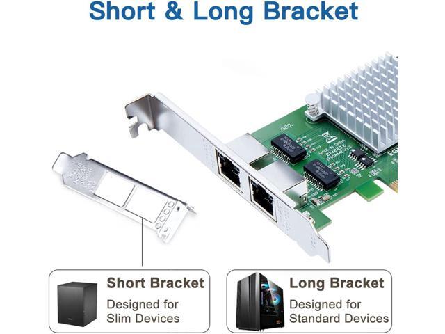 Gigabit 2 Port NIC with Intel I350 Chip, 1Gb Network Card Compare to Intel I350-T2 NIC, Dual ...