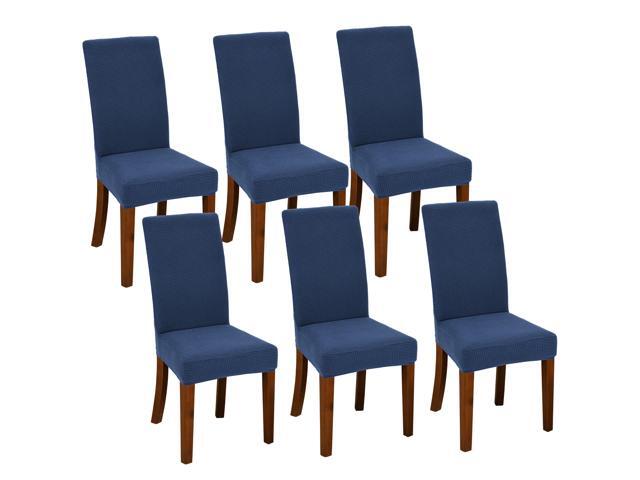 Chair Covers for Dining Room Set of 6 Navy Blue Stretch Slipcovers ...