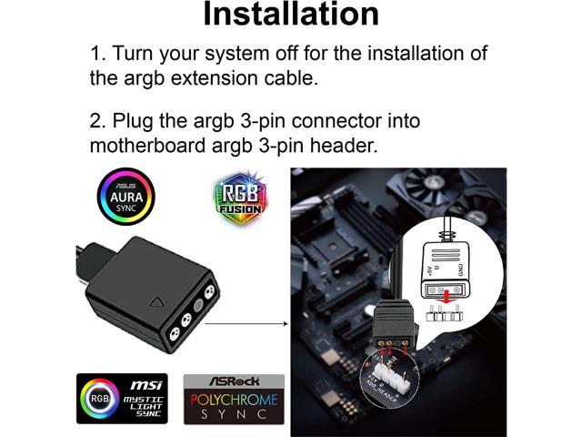 Airgoo Addressable RGB PSU Cable, 24 Pin ATX RGB Cable Extension Kit ...