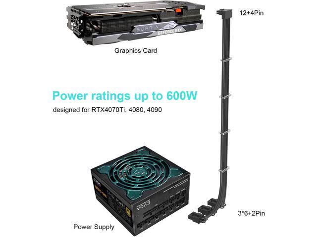 Sirlyr 90 Degree Connector 12VHPWR Cable,PCIE 5.0 Power Supply,Sleeved ...
