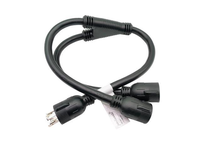 Parkworld 60462 Splitter L14-30P Male to (2)L14-30R Female, Locking 4-Prong 30 AMP Y Adapter ...