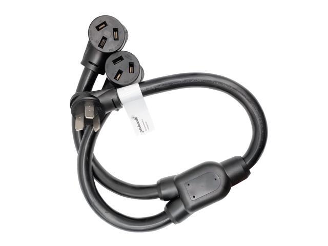 Parkworld 61056 NEMA 10-50 Splitter Cord, Industrial Male Plug 10-50P to 10-50R Dual Female ...