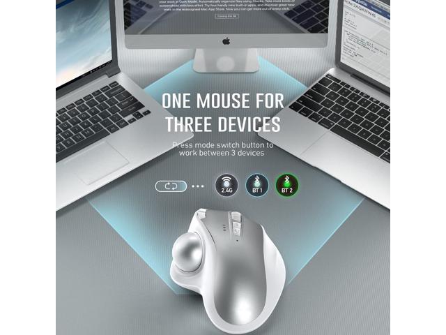 Wireless Trackball Mouse, 2.4G USB Bluetooth Ergonomic Mouse, Thumb ...