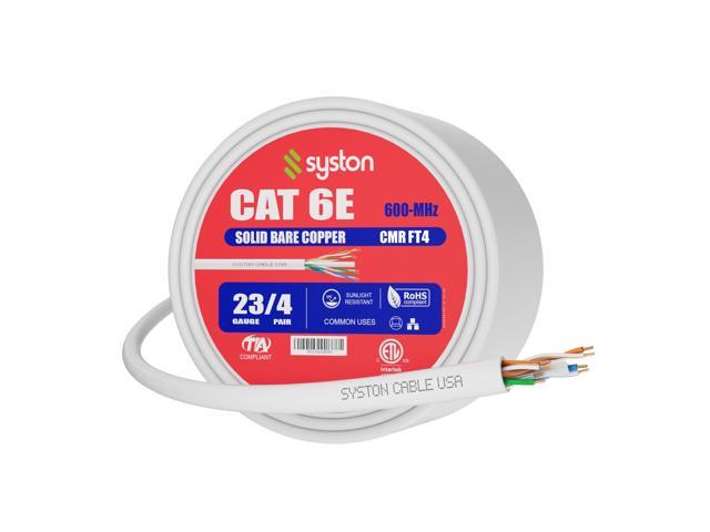 Syston Cable Technology Cat6e Ethernet Internet Cable - 100 FT,600MHz 23AWG Solid Bare Copper ...