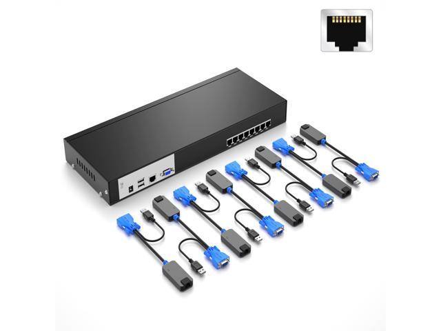 8 Port VGA KVM Console over CAT6, MT-VIKI CAT5E KVM Switch, 1U Rack ...