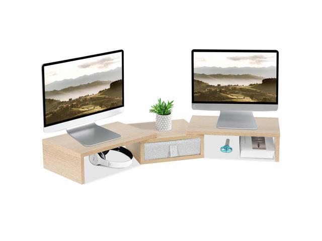 TEAMIX 3 Shelf Monitor Stand Riser with Drawer-Length and Angle ...