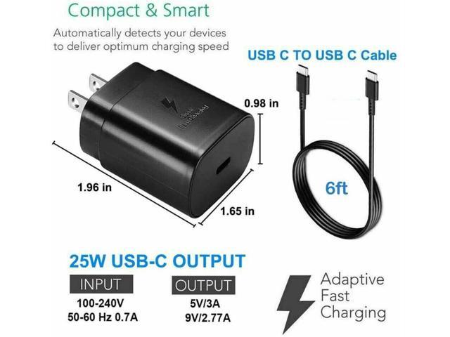 25w Type Usb C Super Fast Wall Charger 6ft Cable For Samsung Galaxy