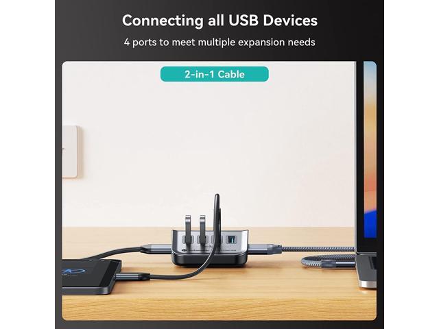 Yottamaster USB 3.2 Hub 4 Ports, Type C to USB 3.2 Gen2 10Gbps Data Hub with 4 USB-A, Powered ...