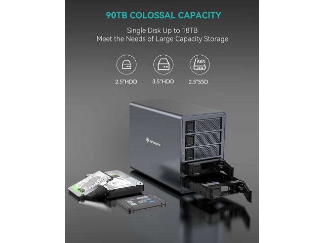 Yottamaster 10Gbps 5 Bay USB C Hard Drive Enclosure Daisy Chain, Type-C ...